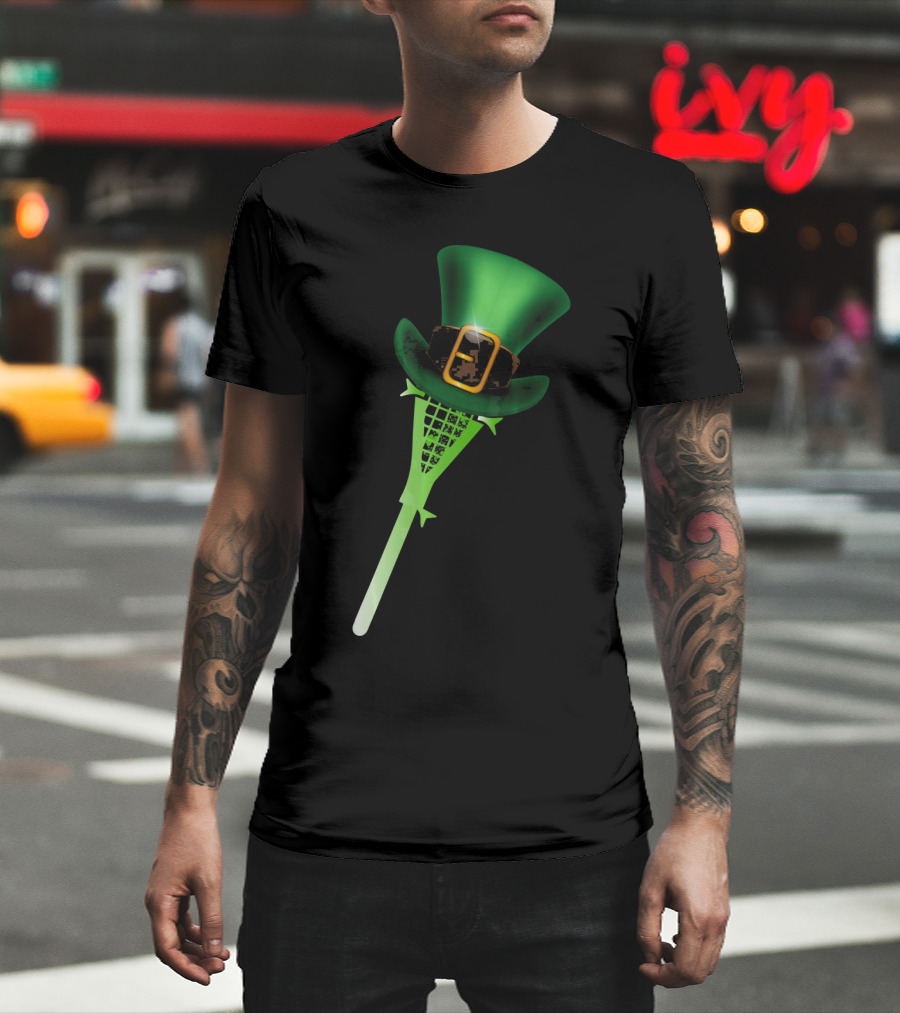 Leprechaun Shamrock Lacrosse Hat St Patricks T-Shirt