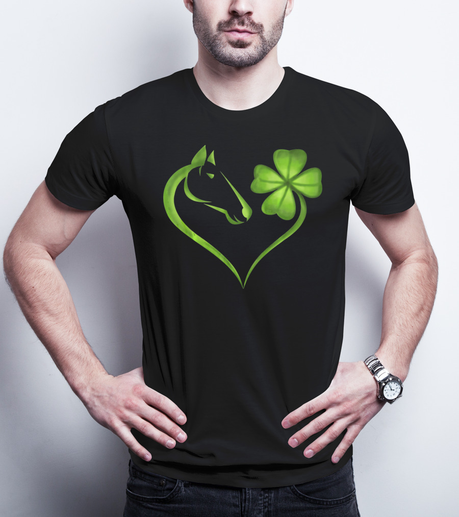 Horse Lucky Clover Heart Shape St. Patrick's Day T-Shirt