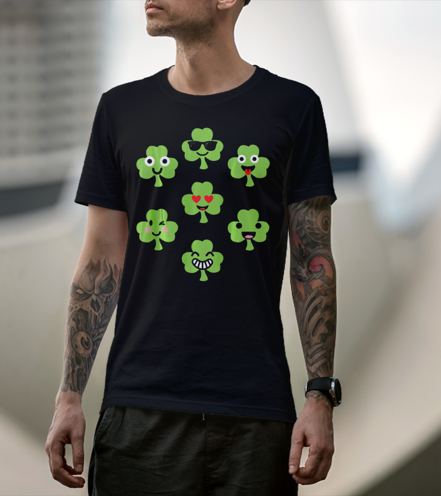 Emoji Shamrock Faces Lucky St. Patrick's Day T-Shirt