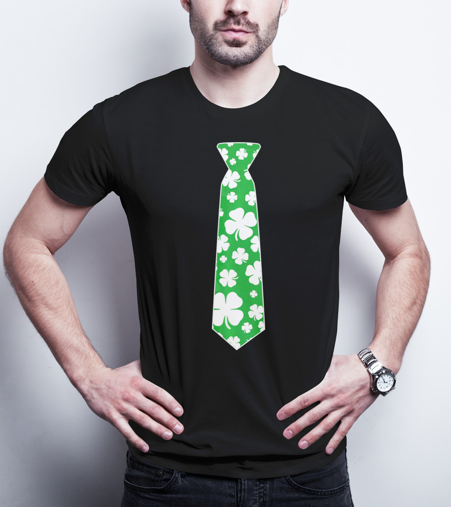 St Patricks Day Irish Shamrock Green Tie T-Shirt