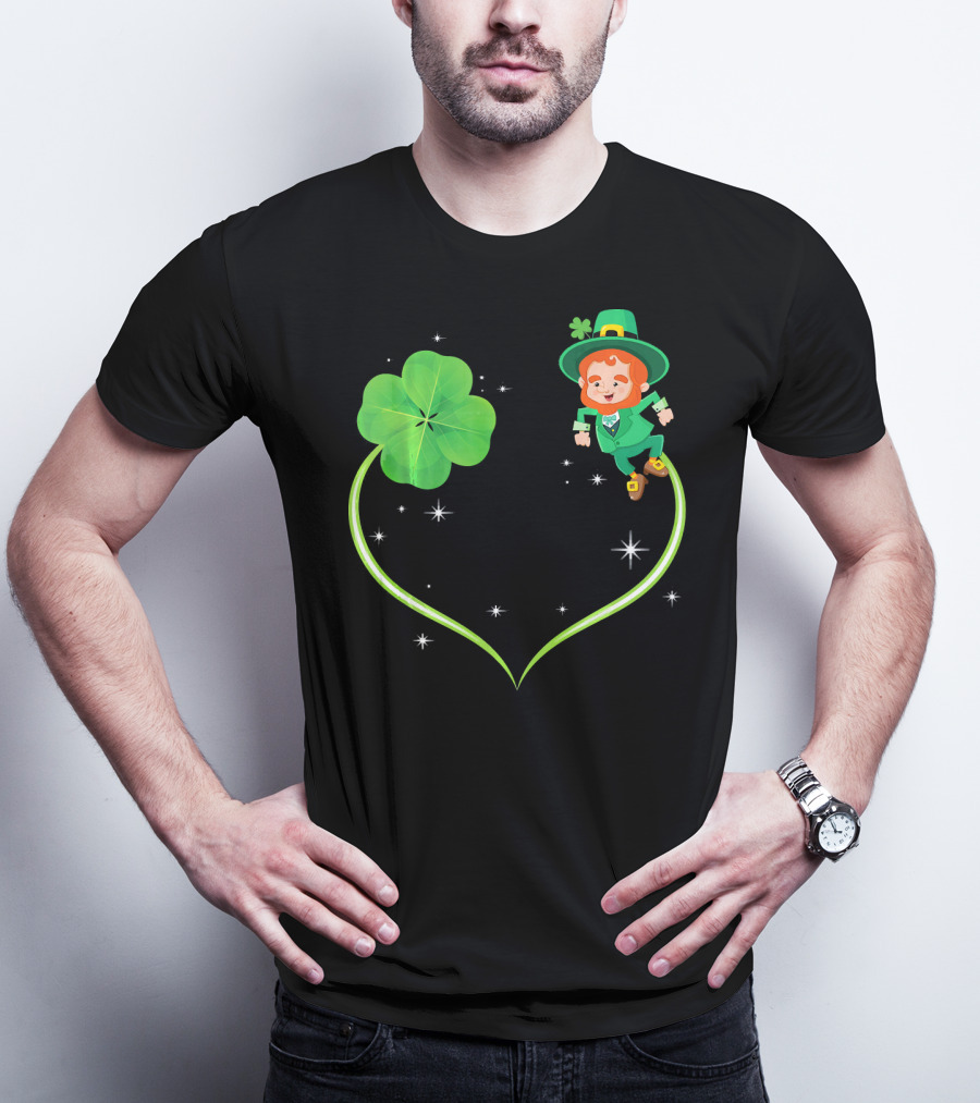 Leprechaun Flying With Shamrocks And Stars T-Shirt