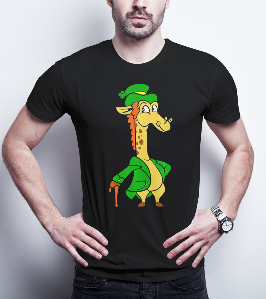 Funny Cool St. Patricks Day Giraffe Iris Leprechaun T-Shirt