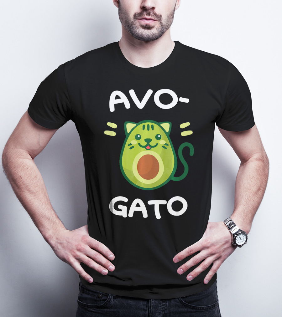 AvoGato Funny Avocado And Cat Lover Vege Avocado Cat Cartoon T-Shirt