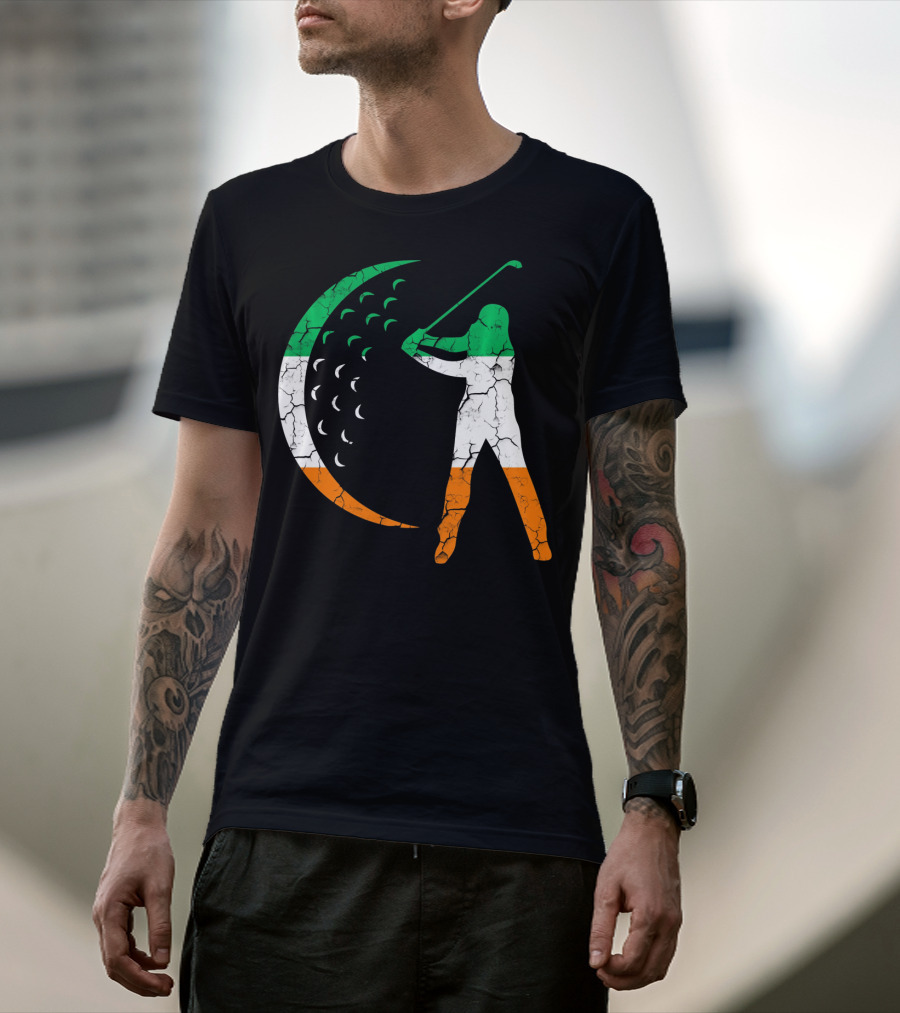 Irish Golf Swing With Ireland Flag Colors T-Shirt