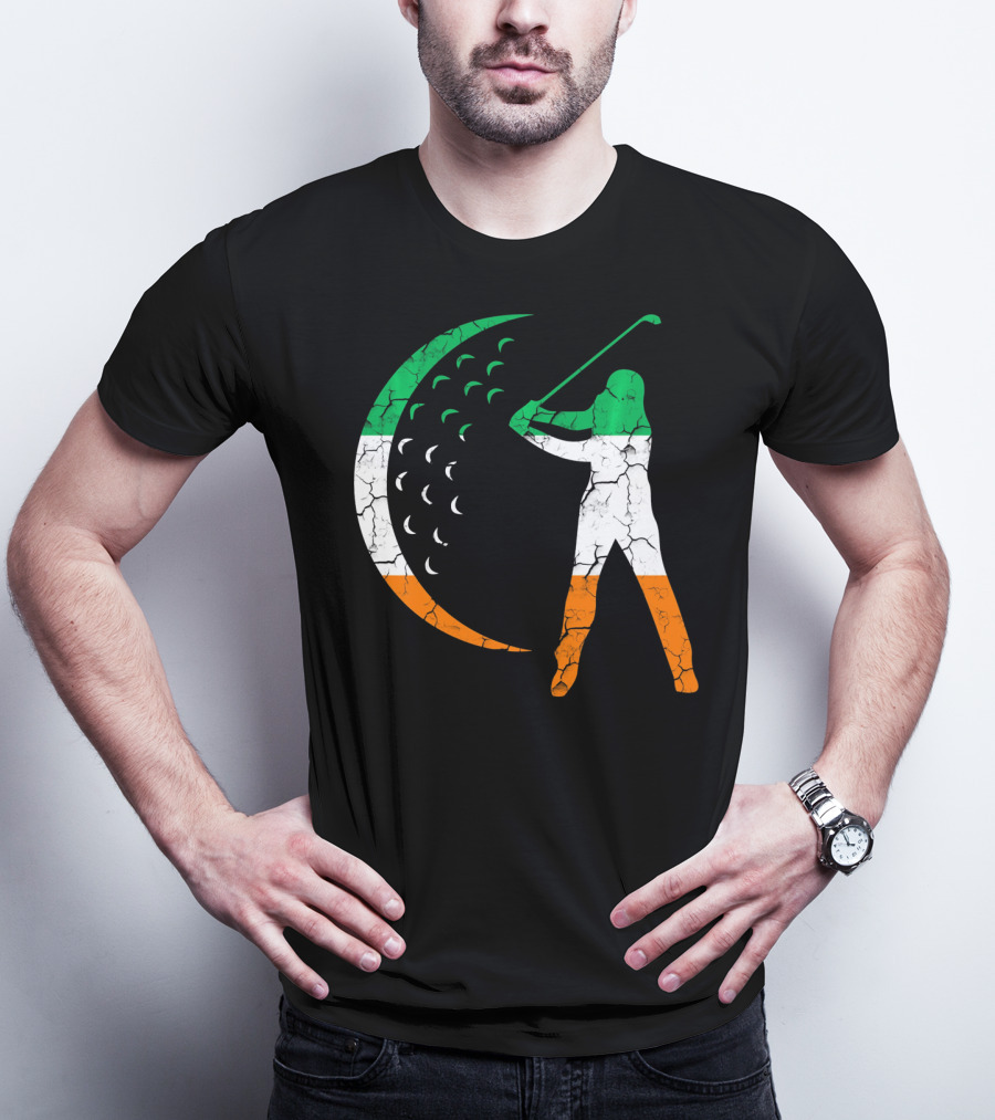 Irish Golf Swing With Ireland Flag Colors T-Shirt
