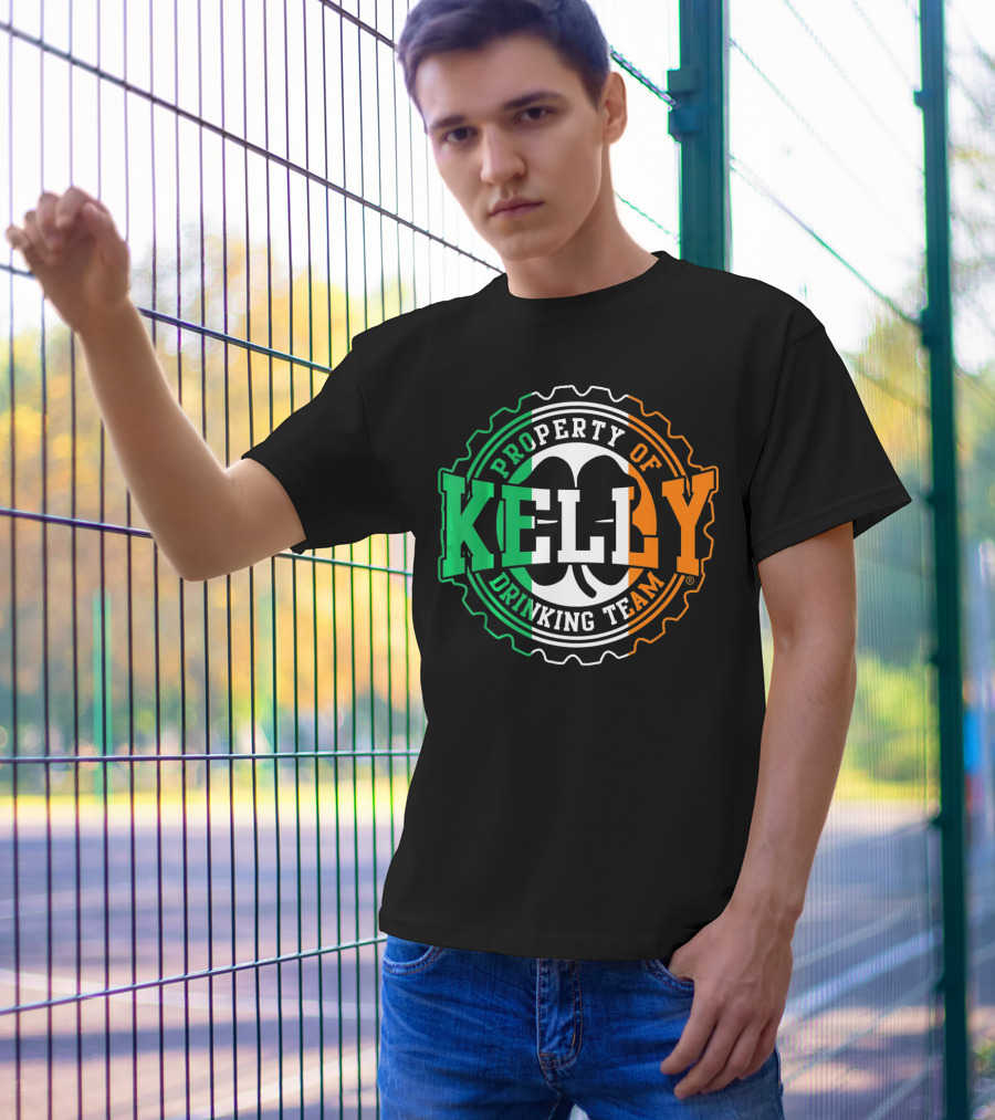 Property Of Kelly Drinking Team Irish Flag Colors T-Shirt
