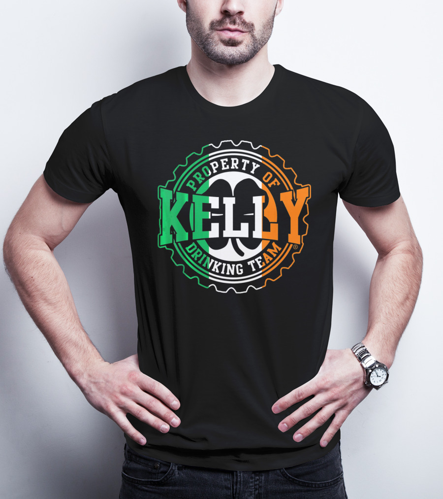 Property Of Kelly Drinking Team Irish Flag Colors T-Shirt