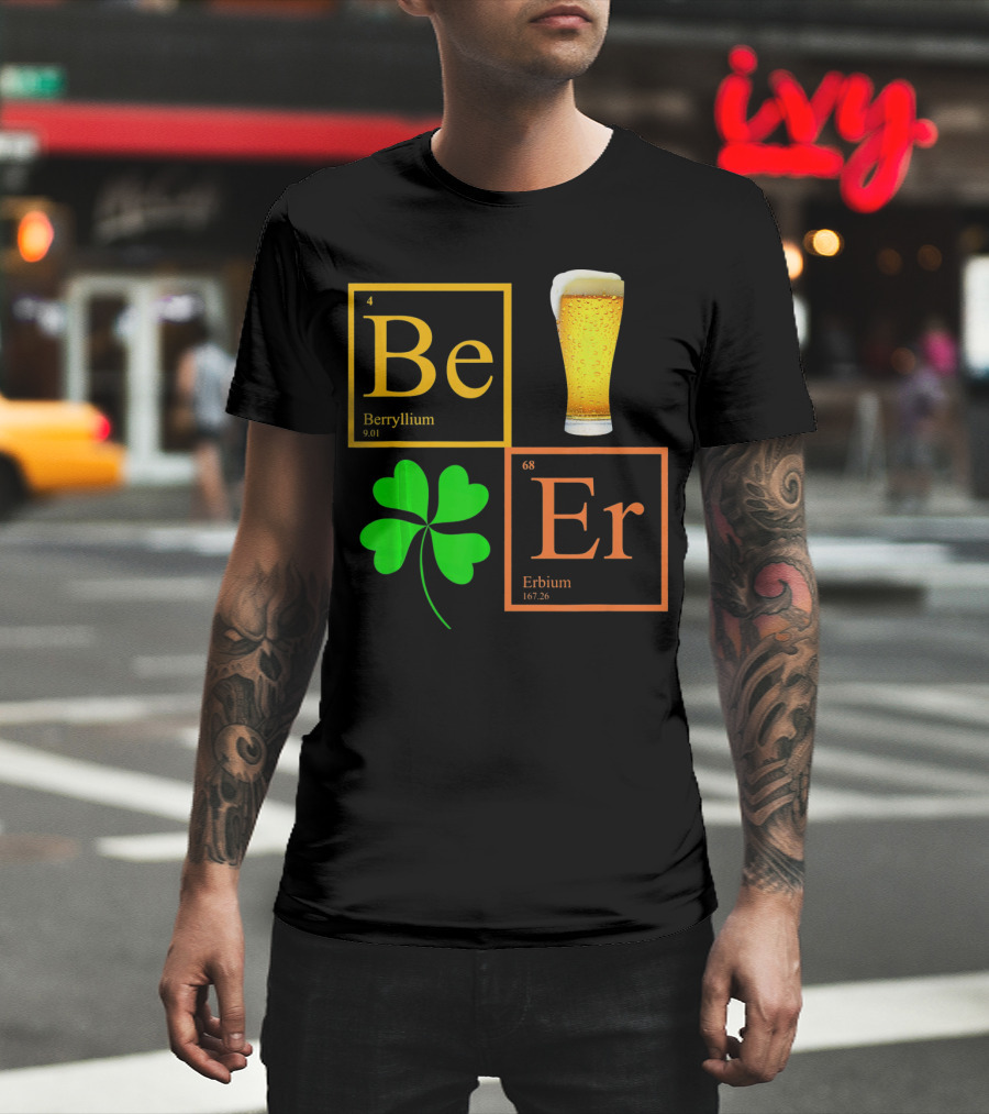 Beer Elements Beryllium Erbium Shamrock Glass T-Shirt