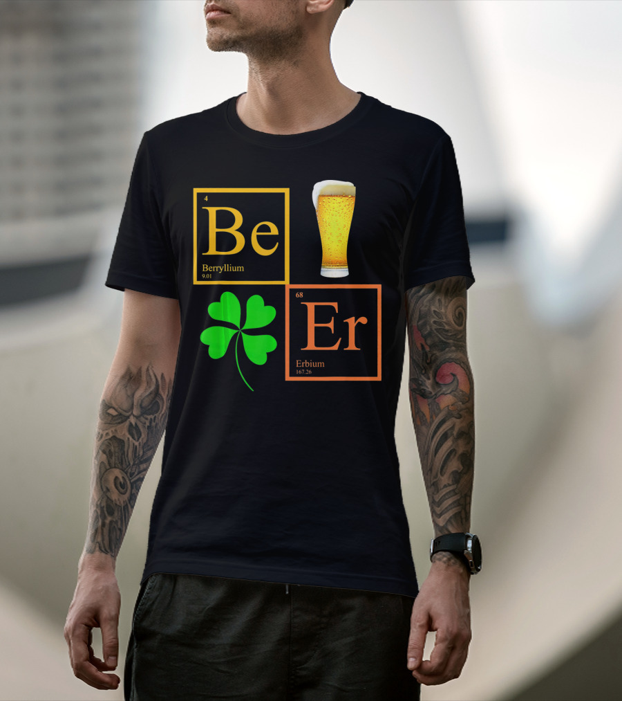 Beer Elements Beryllium Erbium Shamrock Glass T-Shirt