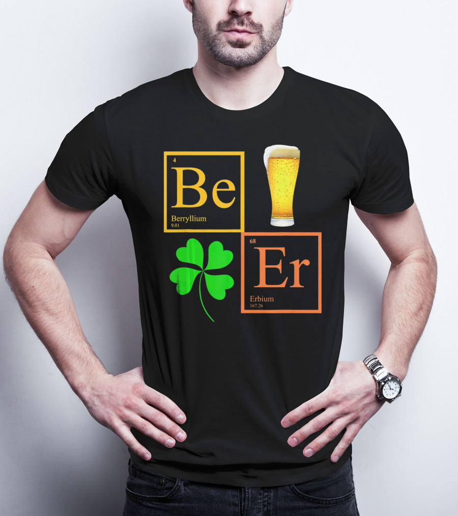 Beer Elements Beryllium Erbium Shamrock Glass T-Shirt