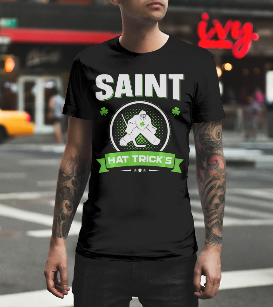 SAINT HAT TRICK'S Hockey Shamrock Irish St Patricks T-Shirt