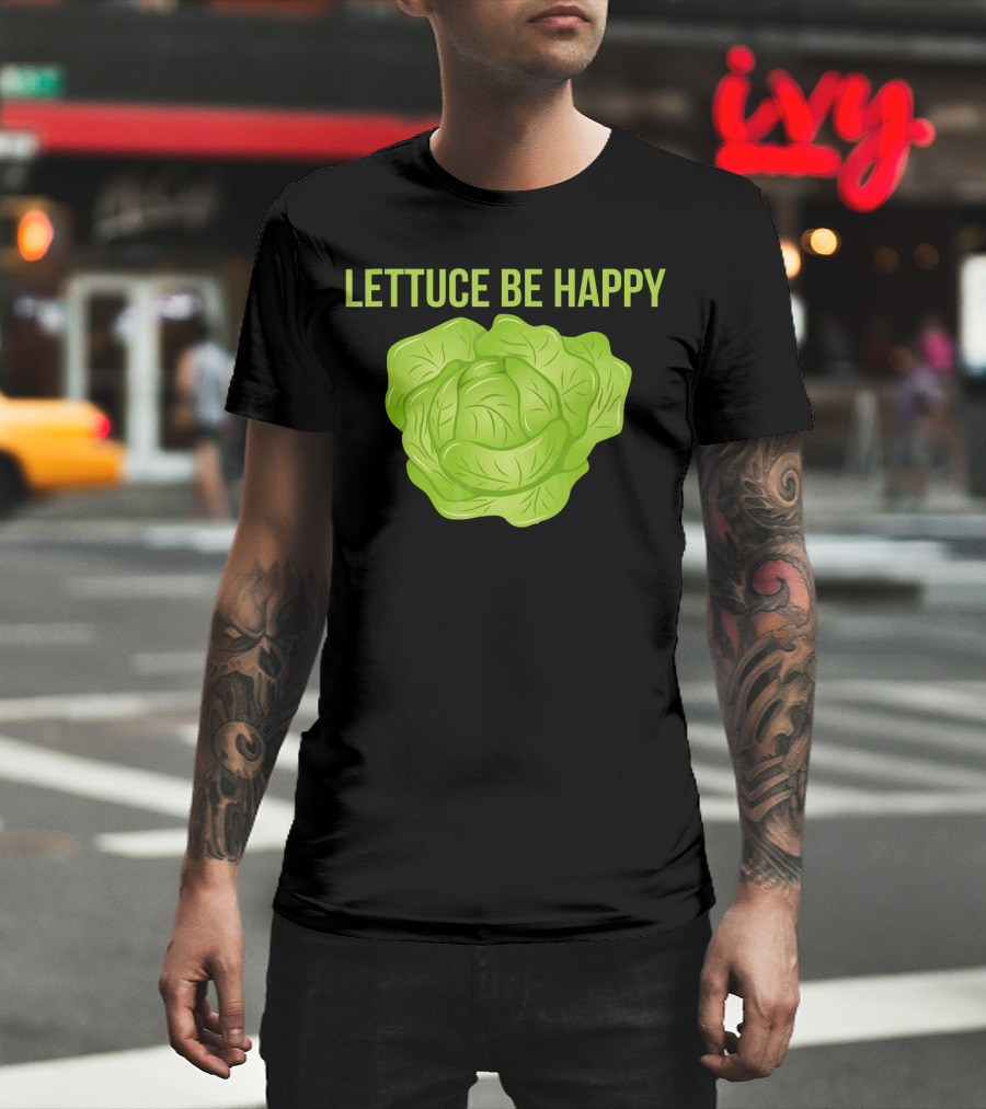 Lettuce Be Happy Funny Vegetarian T-Shirt