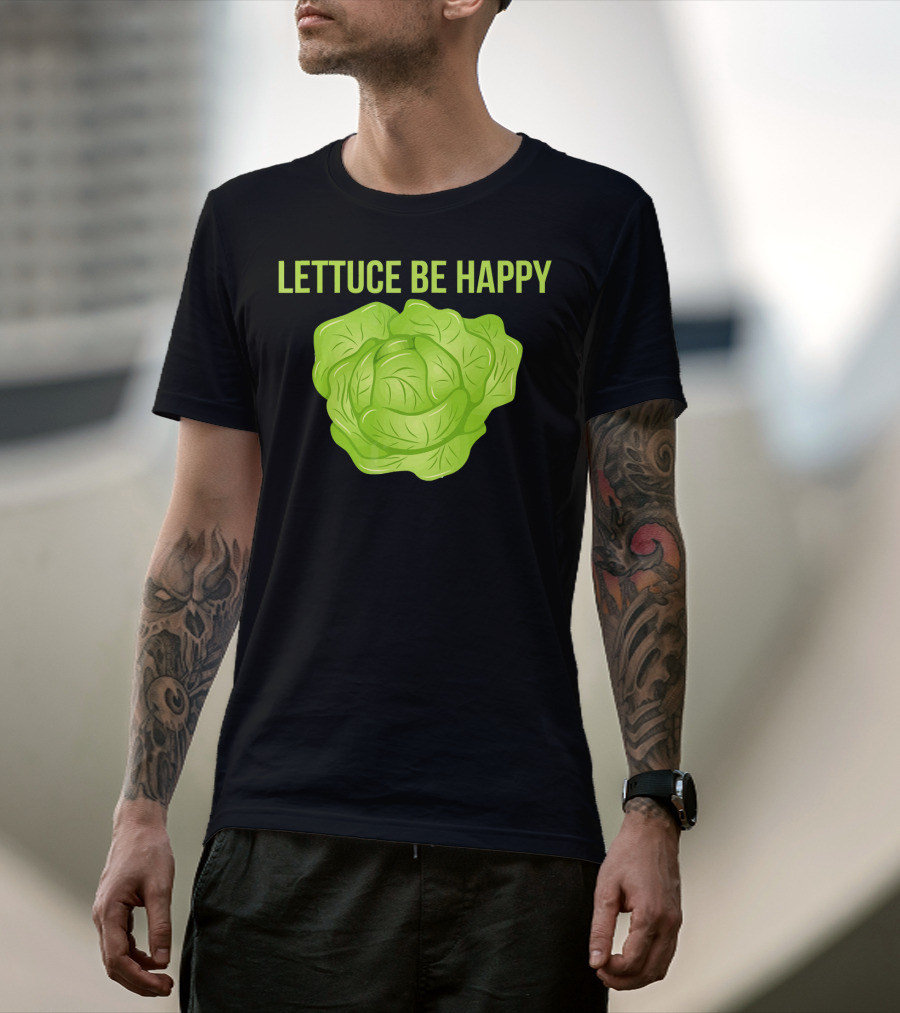 Lettuce Be Happy Funny Vegetarian T-Shirt