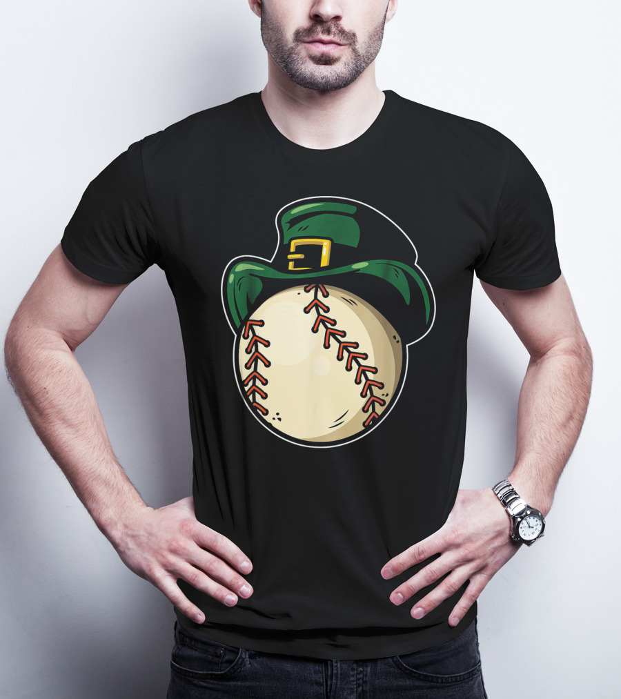 St Patricks Day Baseball With Green Hat Patric T-Shirt