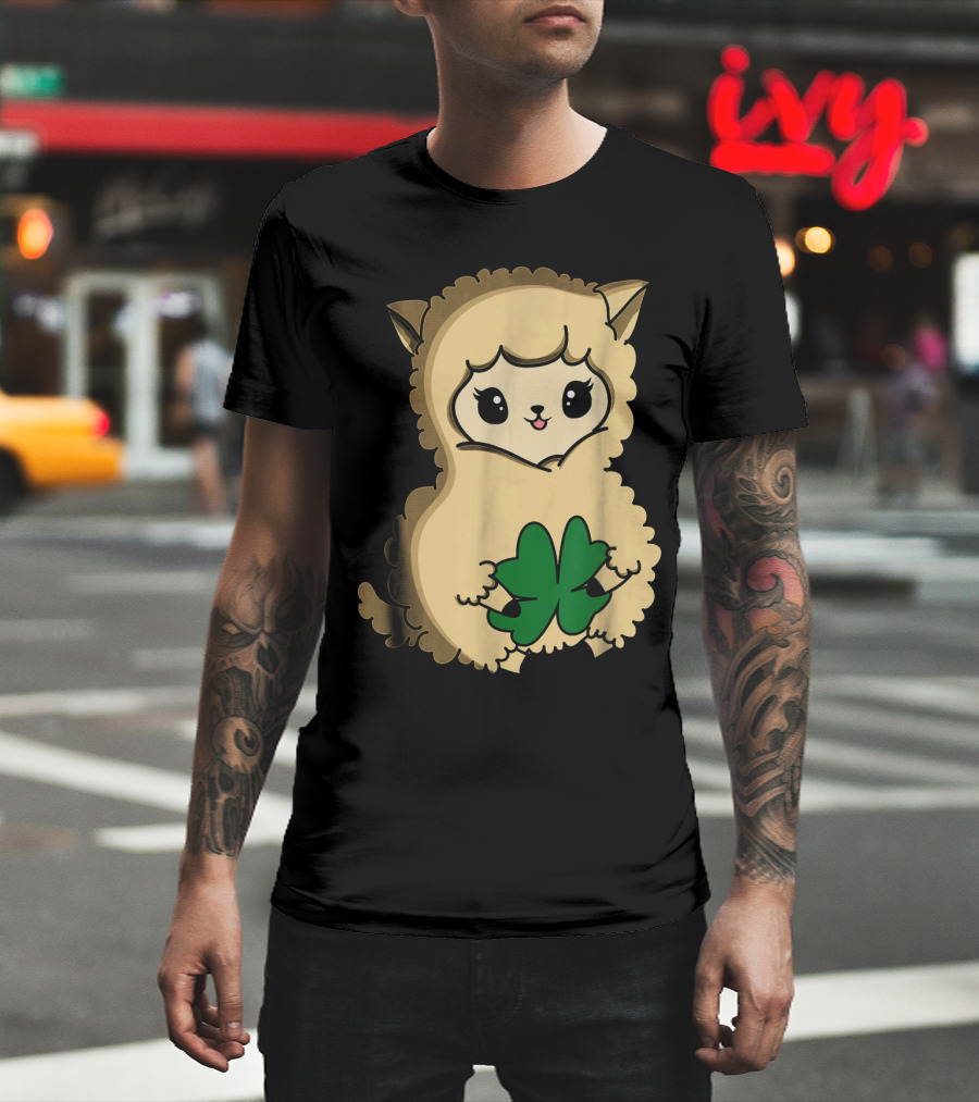 Cute Funny Irish Clover Llama For St. Patrick's Day T-Shirt