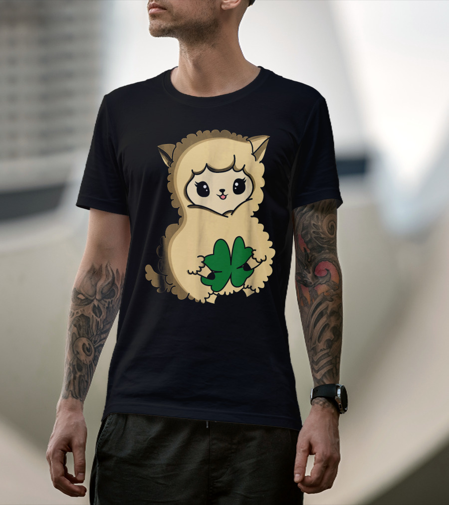 Cute Funny Irish Clover Llama For St. Patrick's Day T-Shirt