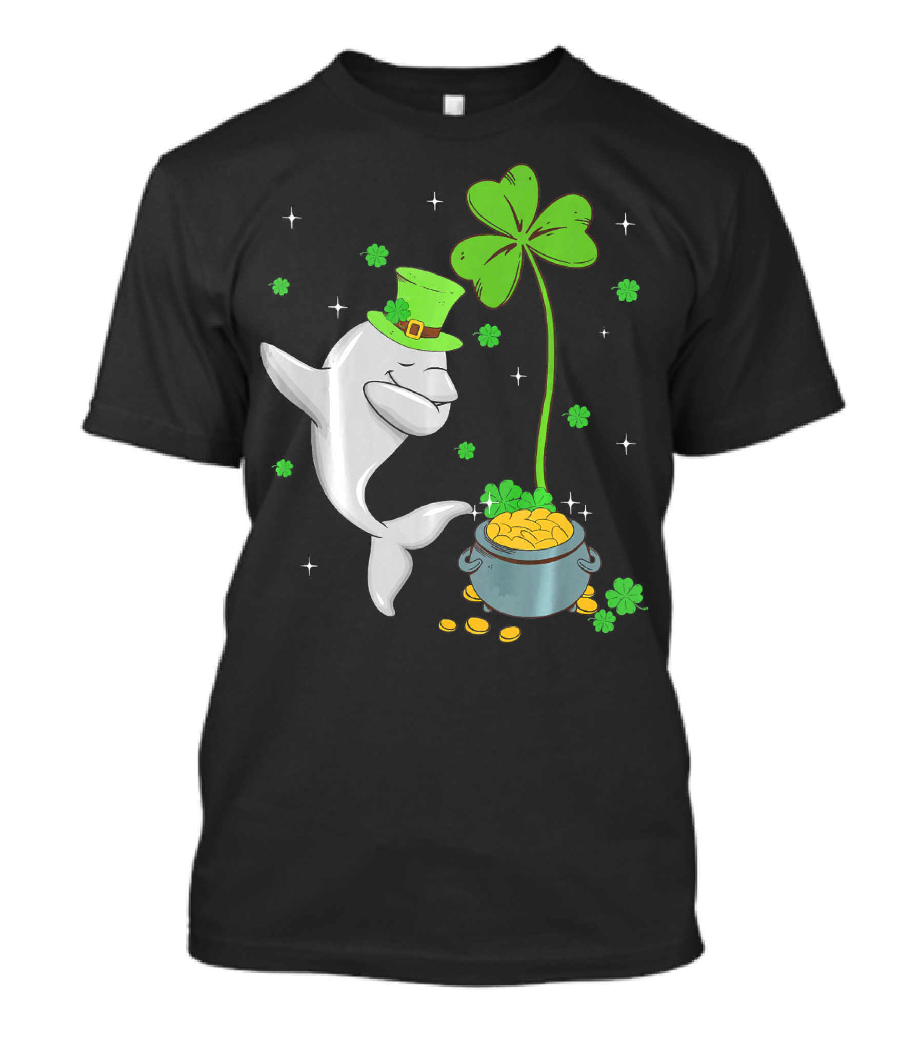 Shamrock Leprechaun Dolphin St Patricks Pot Of Gold T-Shirt