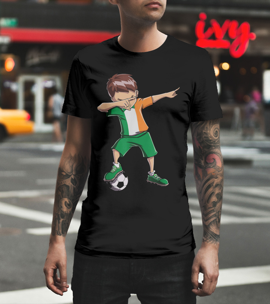 Ireland Soccer Dabbing Boy Football Player T-Shirt