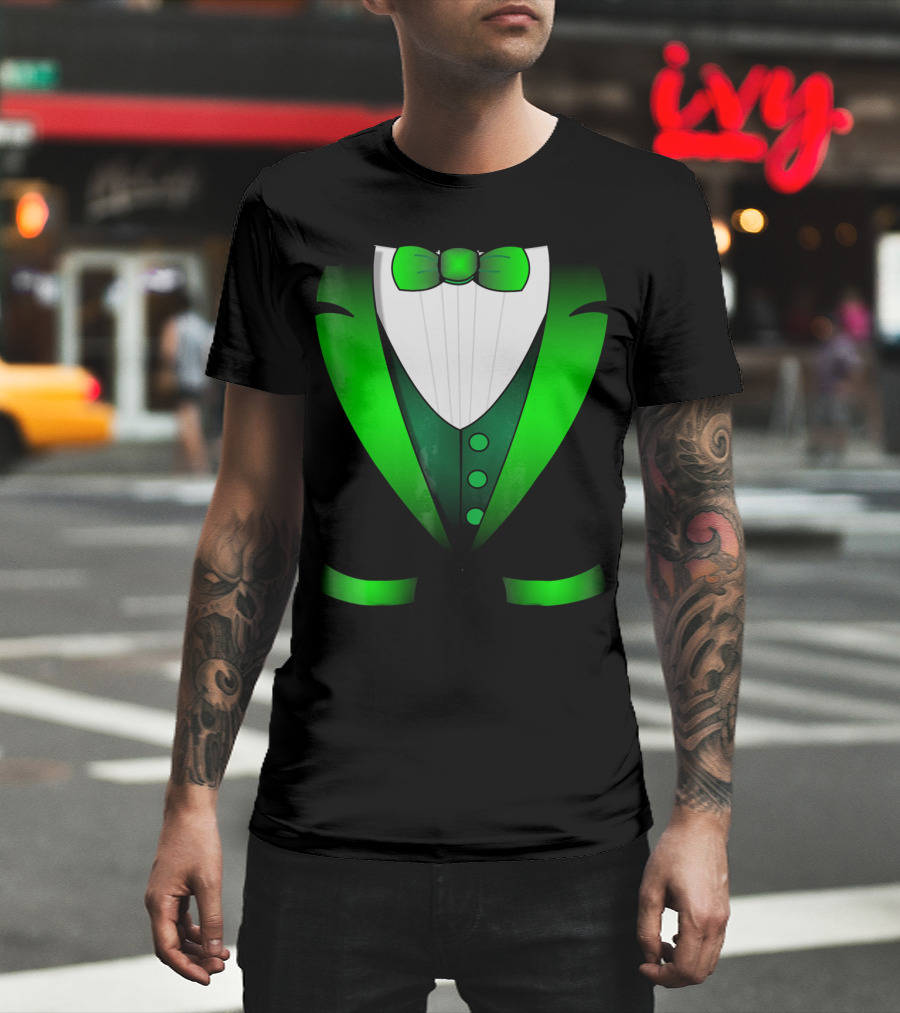 Irish St Patricks Day Leprechaun Green Tuxedo Bowtie T-Shirt
