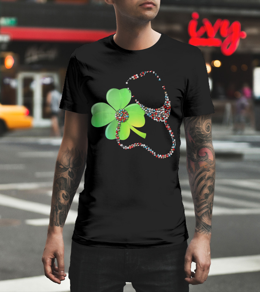 Shamrock Saint Patrick's Day Nurse Stethoscope Emoji Icons T-Shirt