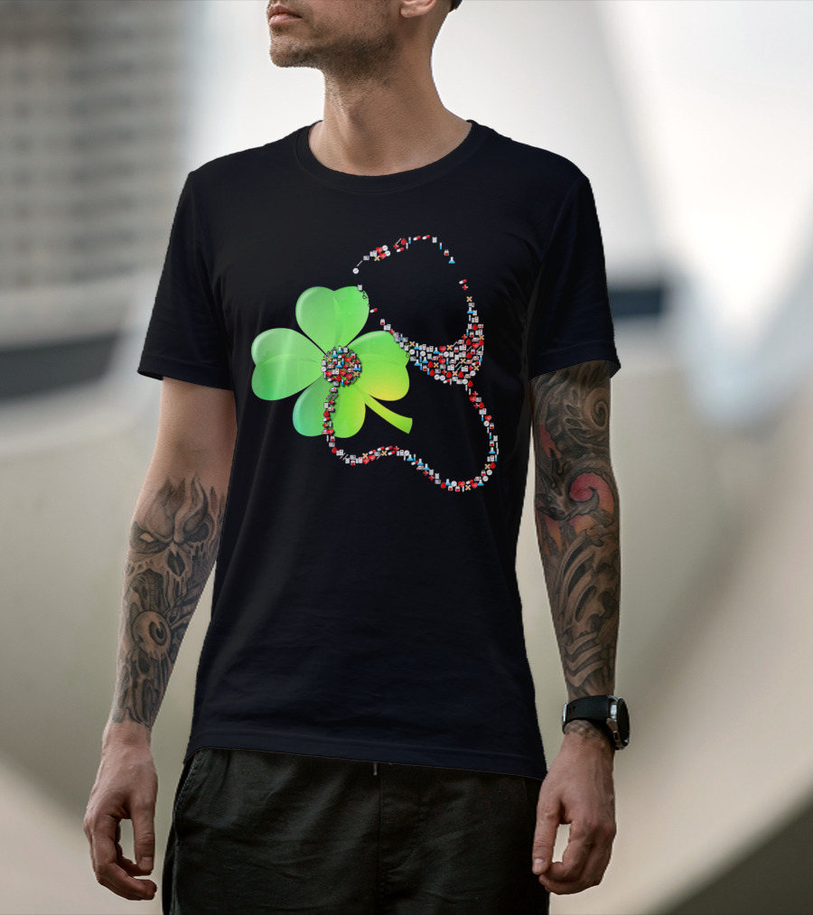 Shamrock Saint Patrick's Day Nurse Stethoscope Emoji Icons T-Shirt