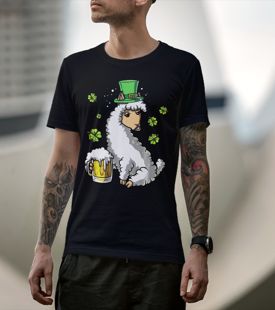 Leprechaun Sheep With Beer And Shamrocks T-Shirt