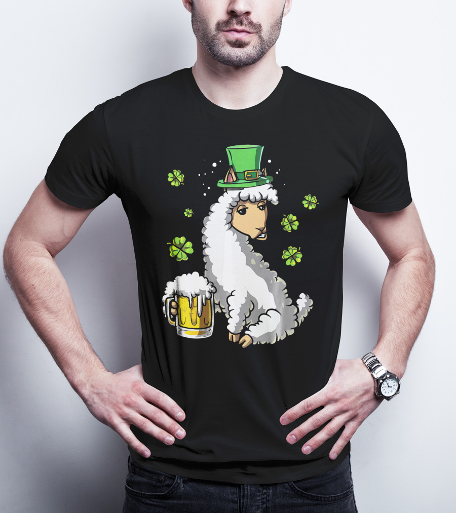 Leprechaun Sheep With Beer And Shamrocks T-Shirt