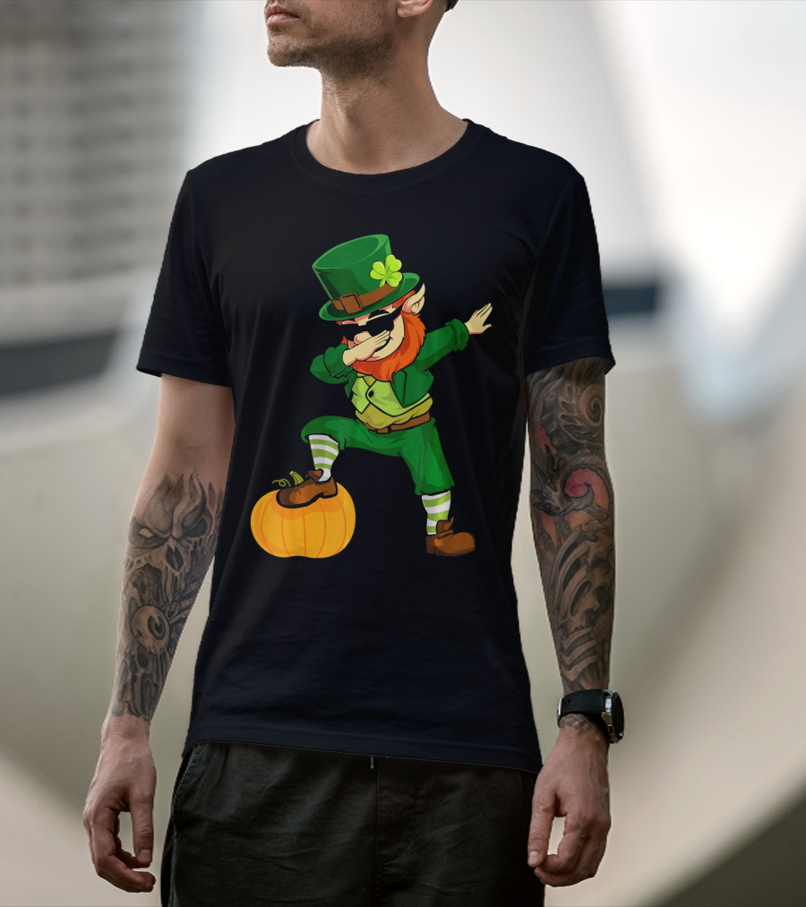 Thanksgiving Leprechaun Dabbing With Pumpkin T-Shirt