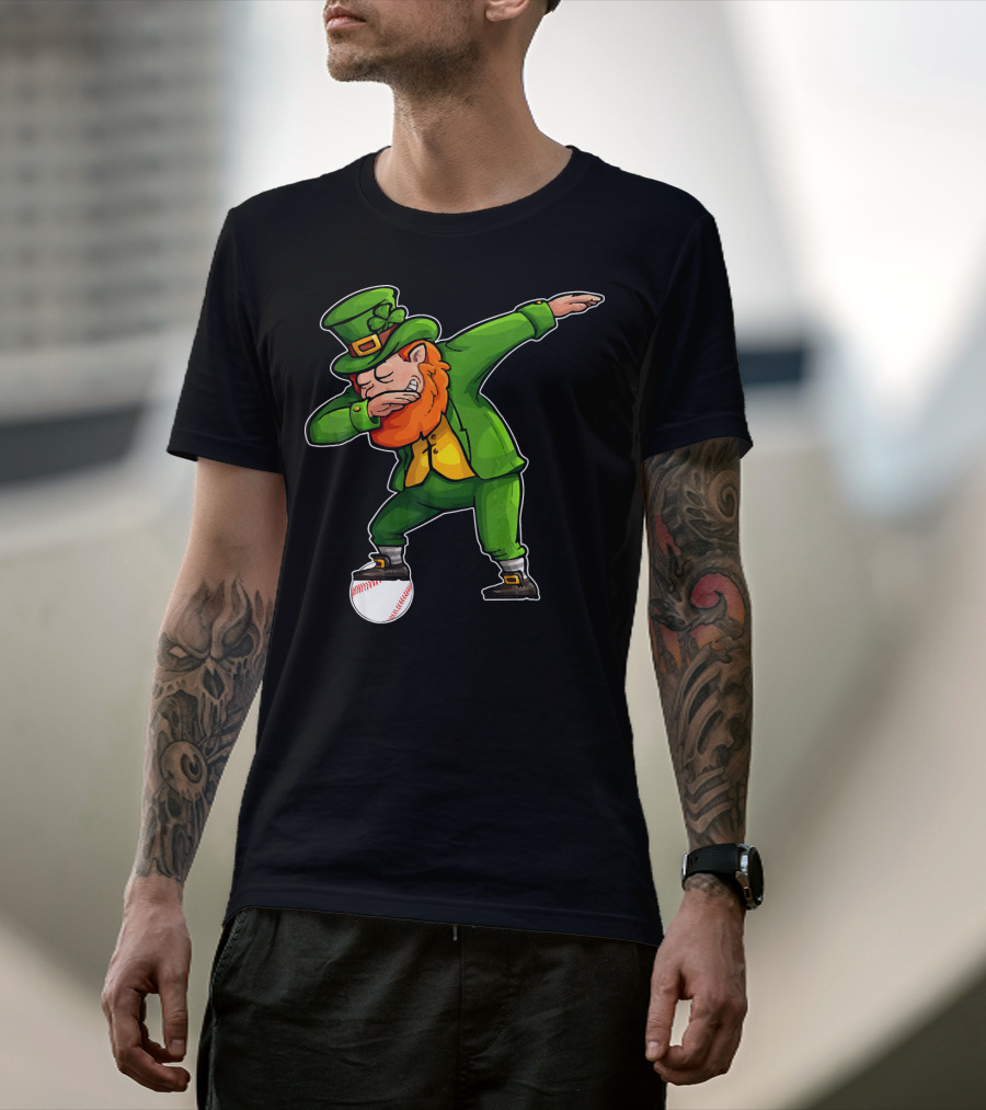 Dabbing Leprechaun On Baseball St Patricks T-Shirt