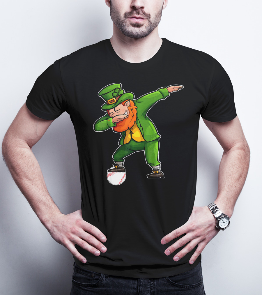 Dabbing Leprechaun On Baseball St Patricks T-Shirt