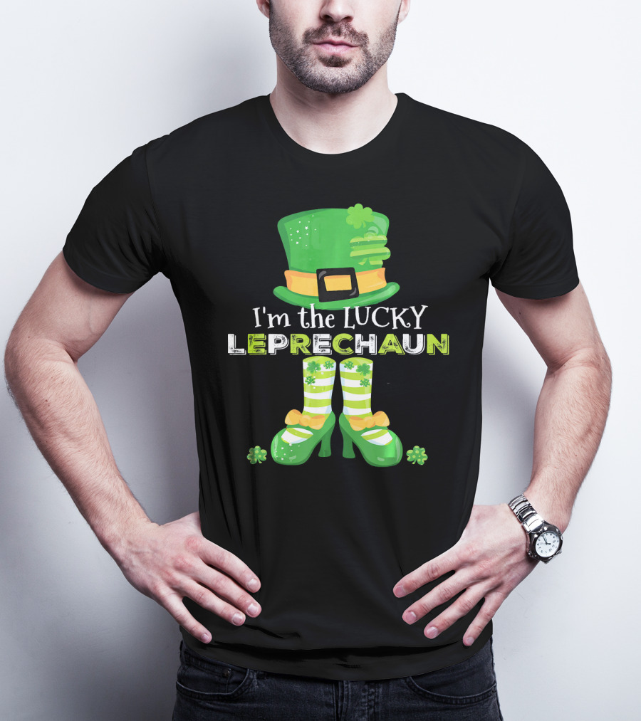 I'm The Lucky Leprechaun Green Hat And Shoes With Clovers T-Shirt