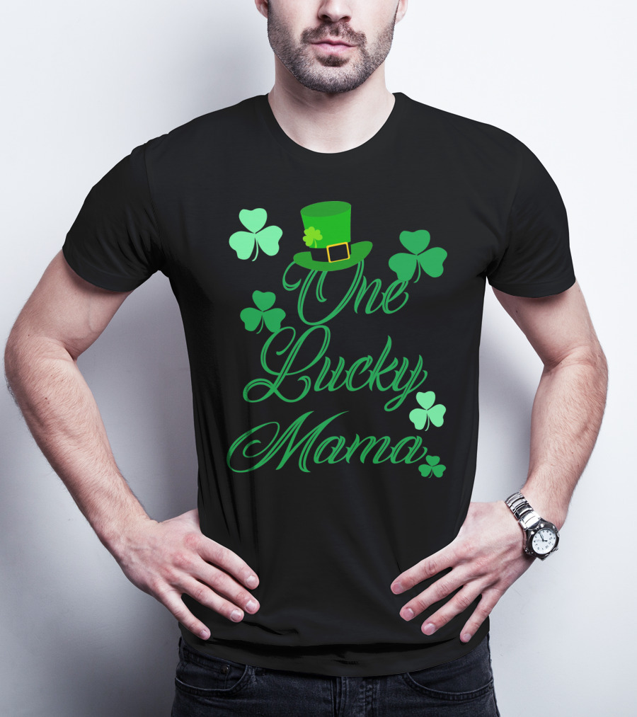 Irish St Patricks Day One Lucky Mama Shamrock Hat T-Shirt