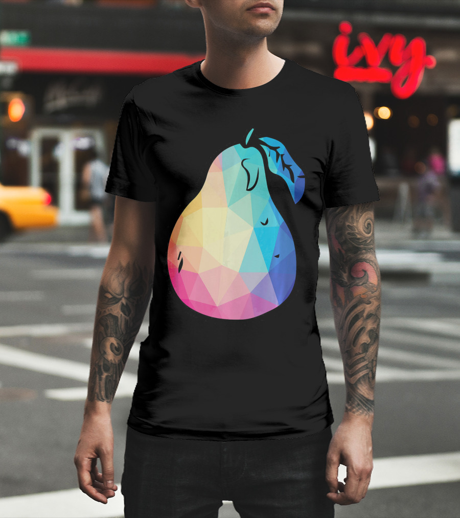 Low Poly Pear Vegetarian And Fru Geometric Colorful Polygon T-Shirt