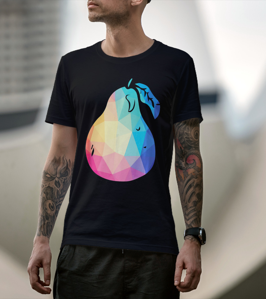 Low Poly Pear Vegetarian And Fru Geometric Colorful Polygon T-Shirt