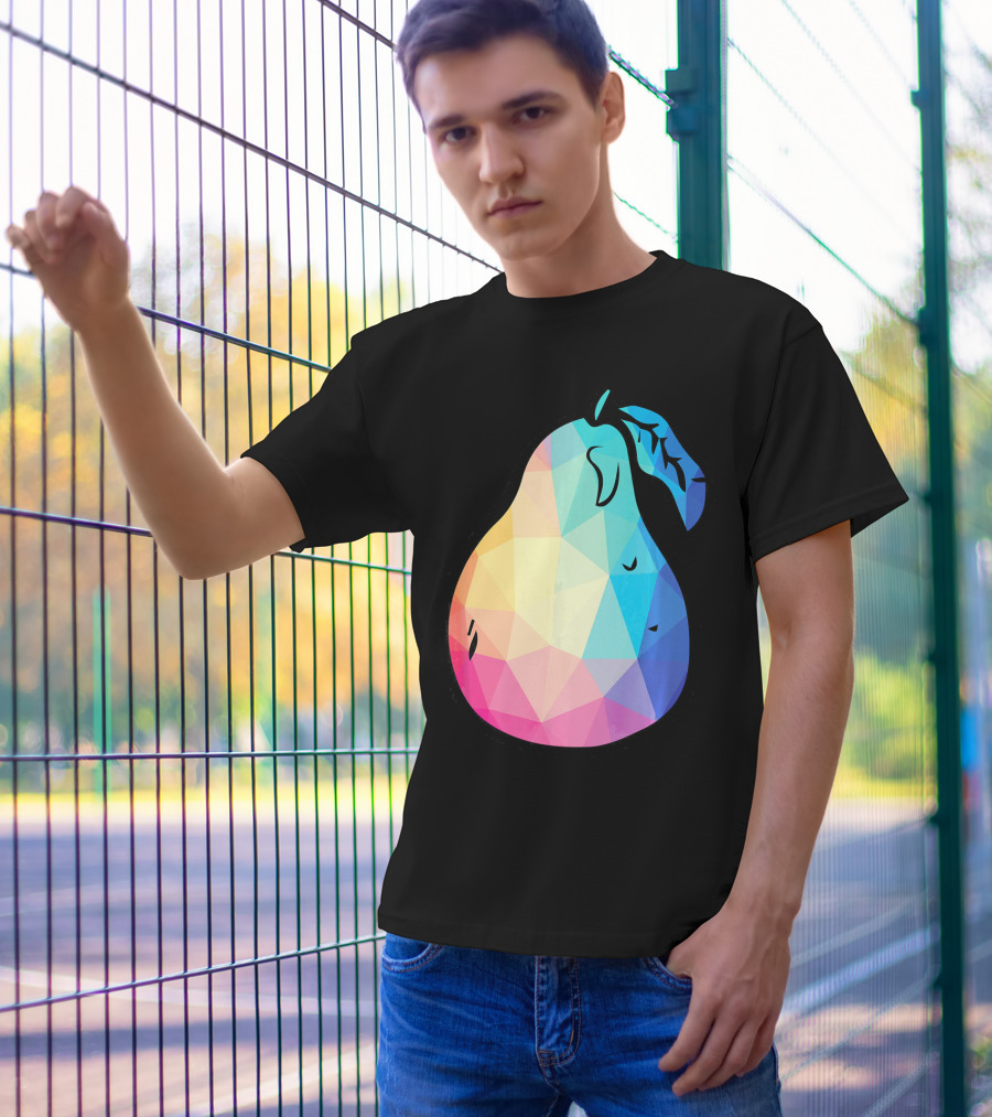 Low Poly Pear Vegetarian And Fru Geometric Colorful Polygon T-Shirt
