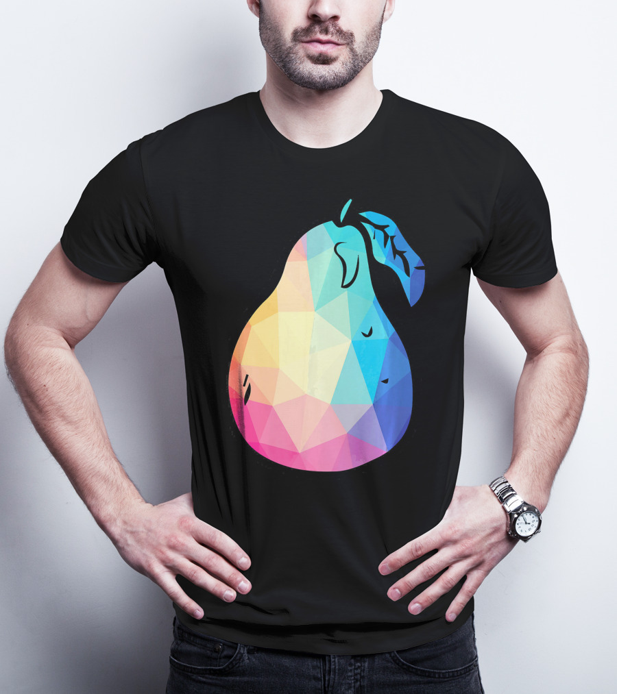 Low Poly Pear Vegetarian And Fru Geometric Colorful Polygon T-Shirt