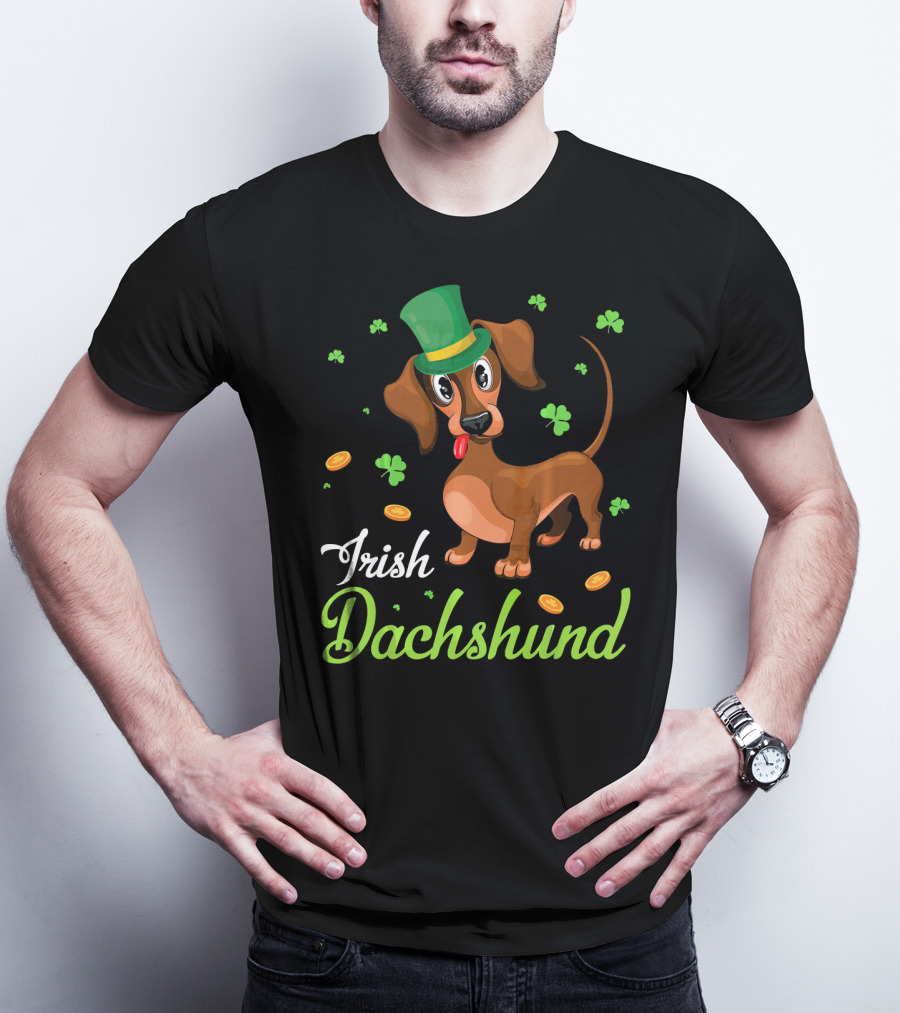 Irish Dachshund With Shamrocks And Coins T-Shirt