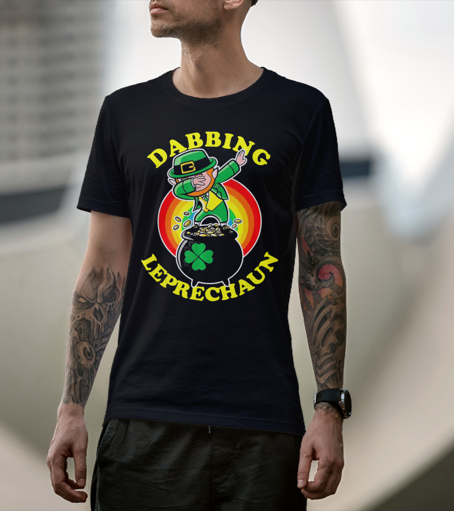 Dabbing Leprechaun Pot Of Gold Rainbow T-Shirt