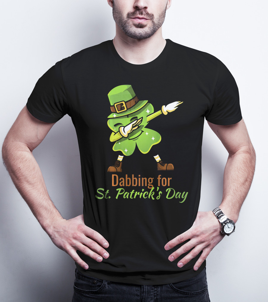 Dabbing For St. Patrick's Day Funny Dabbing Shamrock T-Shirt