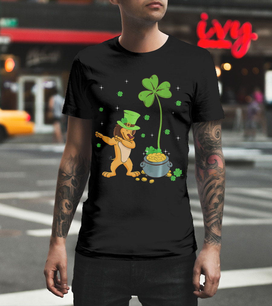 Shamrock Leprechaun Lion Pot Of Gold Clover Dance T-Shirt