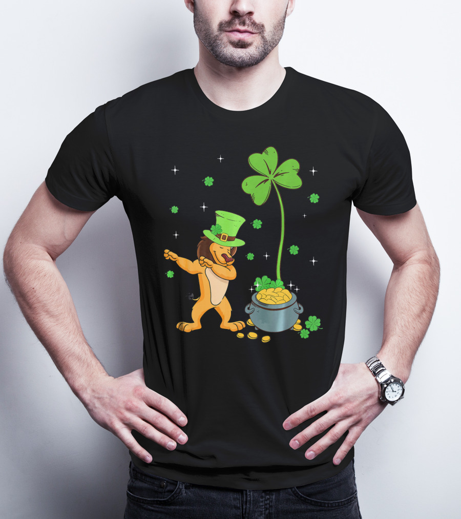 Shamrock Leprechaun Lion Pot Of Gold Clover Dance T-Shirt