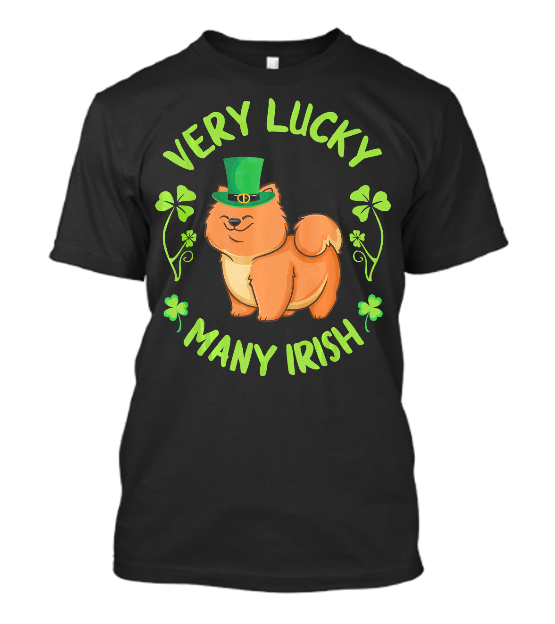 Very Lucky Many Irish Chow Chow Dog With Leprechaun Hat T-Shirt