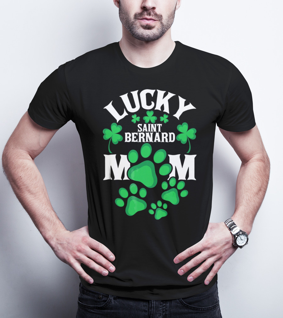 Lucky Saint Bernard Mom St. Patrick's Day T-Shirt