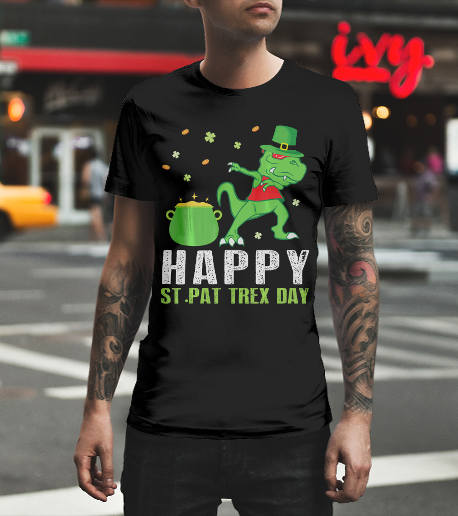 Hap St. Pat T-Rex Day Dinosaur Leprechaun Dab Spot Of Gold T-Shirt
