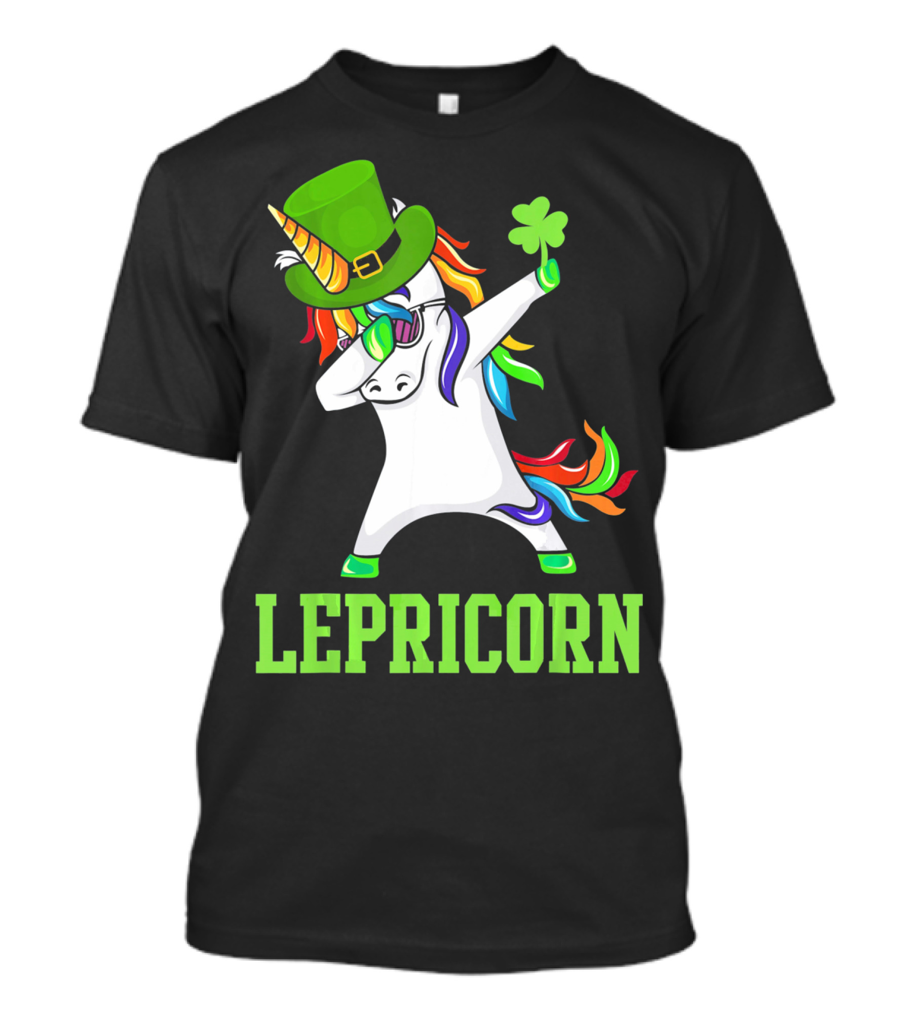 Lepricorn Lucky Irish St Patricks Day Unicorn Dabb With Shamrock Hat T-Shirt