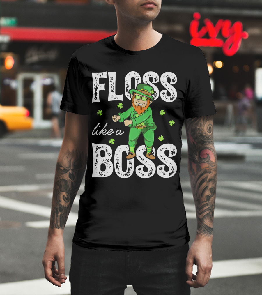 Floss Like A Boss Leprechaun Shamrock Irish T-Shirt