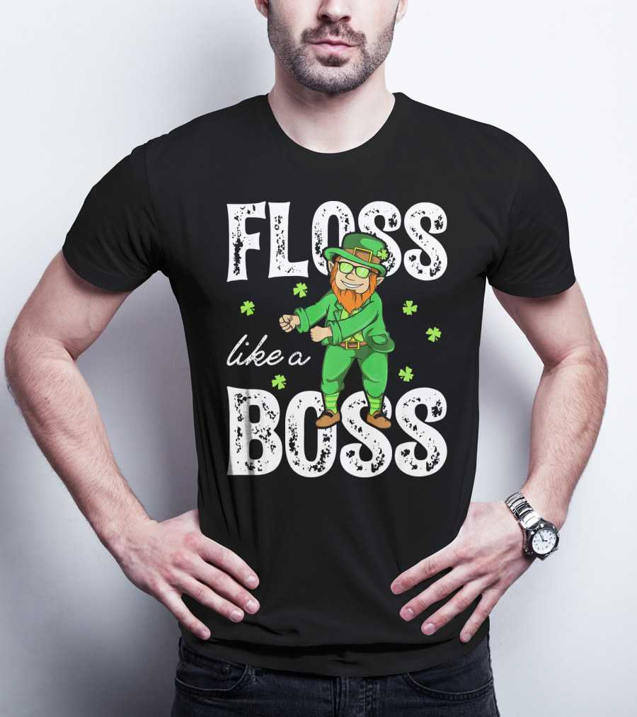 Floss Like A Boss Leprechaun Shamrock Irish T-Shirt