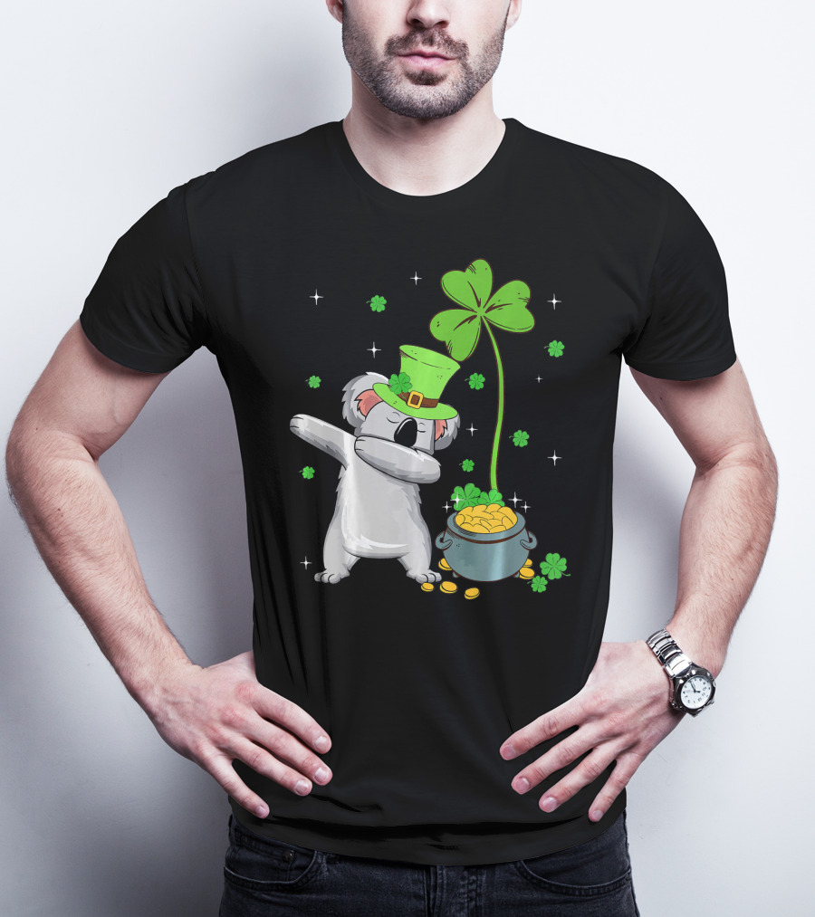 Shamrock Leprechaun Koala Pot Of Gold St Patricks T-Shirt