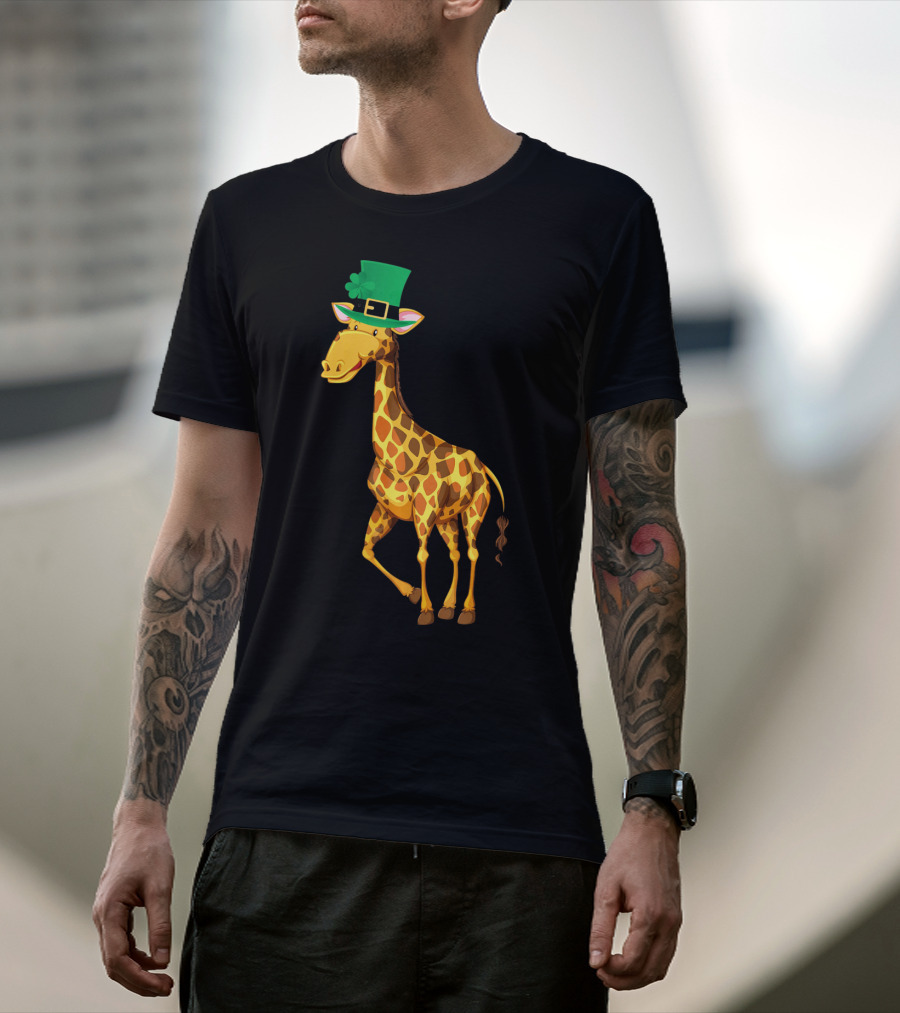 Lucky Leprechaun Cute Giraffe T-Shirt