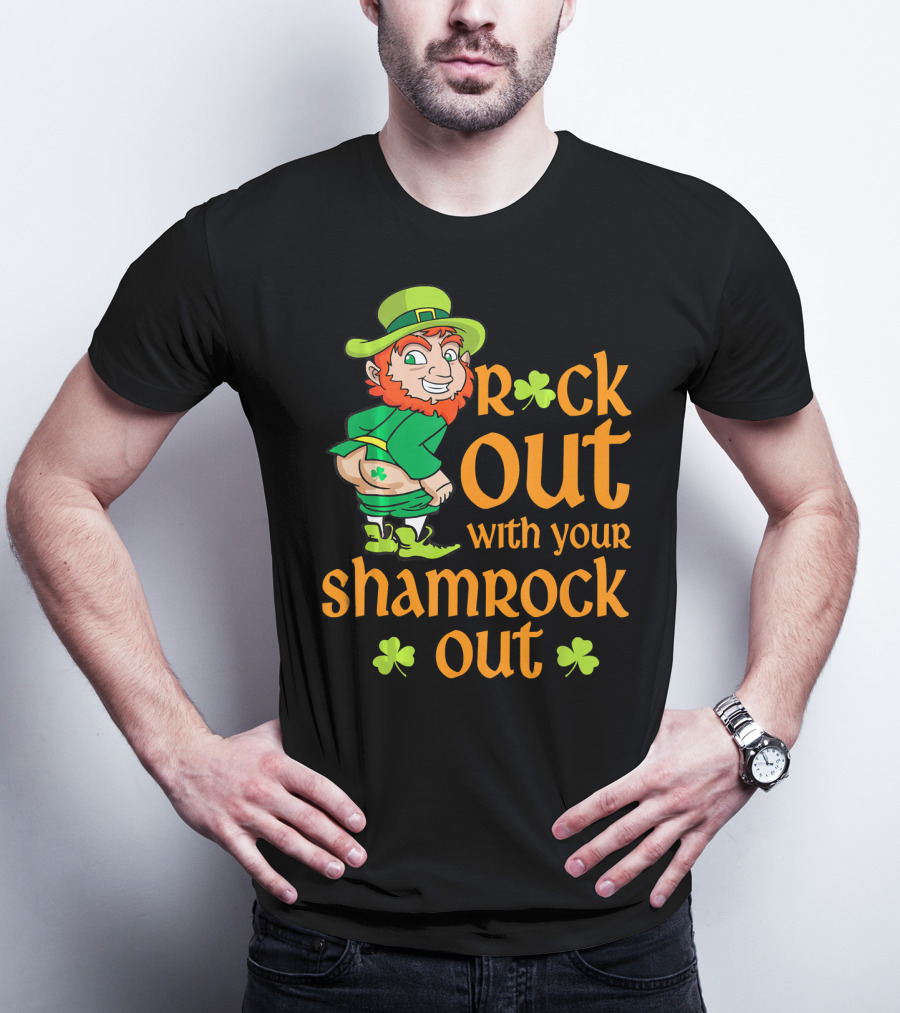 St Patricks Day Rock Out With Your Shamrock Out T-Shirt